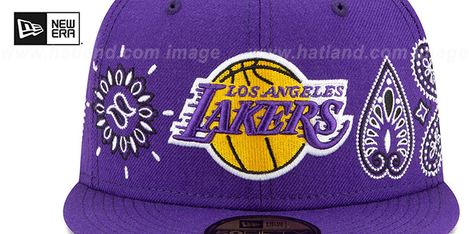 Los Angeles Lakers PAISLEY ELEMENTS Purple Fitted Hat