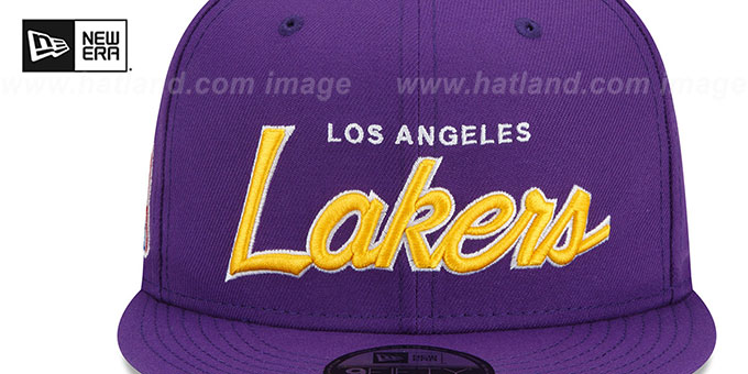 Los Angeles Lakers SCRIPT-UP SNAPBACK Purple Hat by New Era
