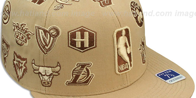 NBA THROWBACK ALL-OVER Tan Fitted Hat by Reebok