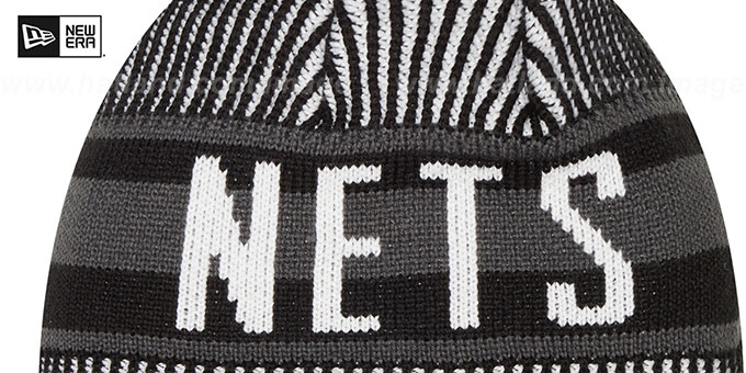 Brooklyn Nets STRIPED Knit Beanie Hat by New Era