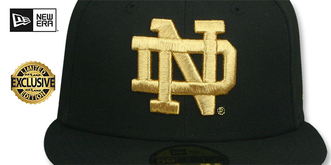 Notre Dame GOLD-METALLIC Black Fitted Hat by New Era