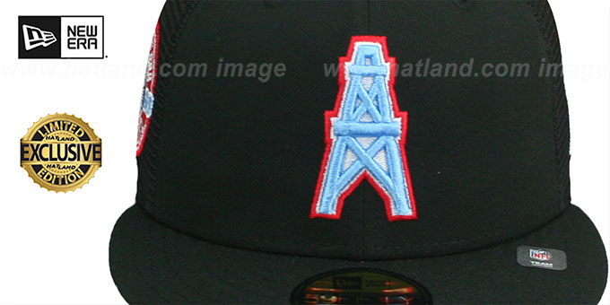 Houston Oilers EST 1960 MESH-BACK SIDE-PATCH Black-Black Fitted H