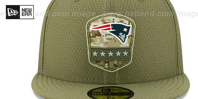 New England Patriots 2019 SALUTE-TO-SERVICE Olive Fitted Hat