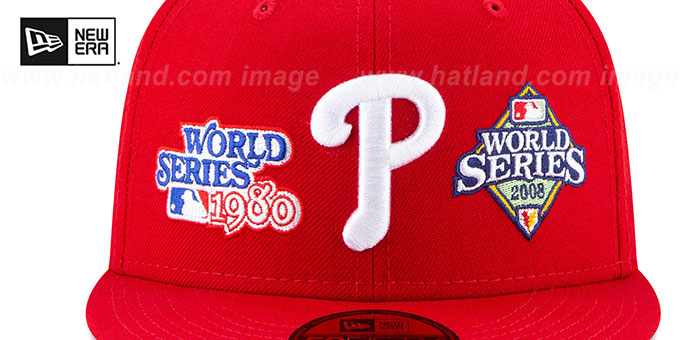 Philadelphia Phillies WORLD SERIES CHAMPS ELEMENTS Red Fitted Hat