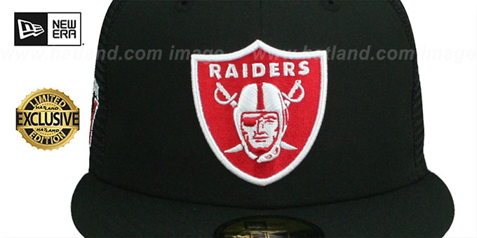 Las Vegas Raiders SB XV MESH-BACK SIDE-PATCH Black-Red Fitted Hat