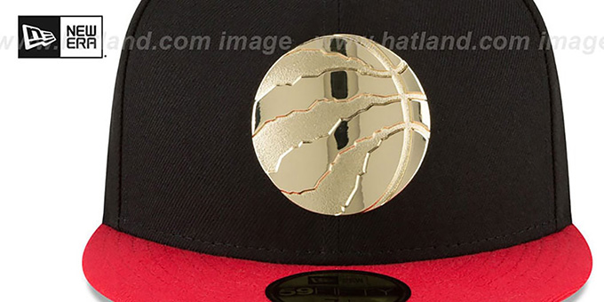 Toronto Raptors GOLDEN-BADGE Black-Red Fitted Hat by New Era
