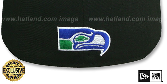 Seattle Seahawks THROWBACK NFL SHIELD-BASIC Black-Green Fitted Ha