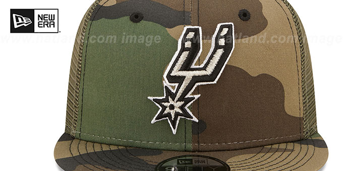San Antonio Spurs ARMY CAMO TRUCKER Hat by New Era