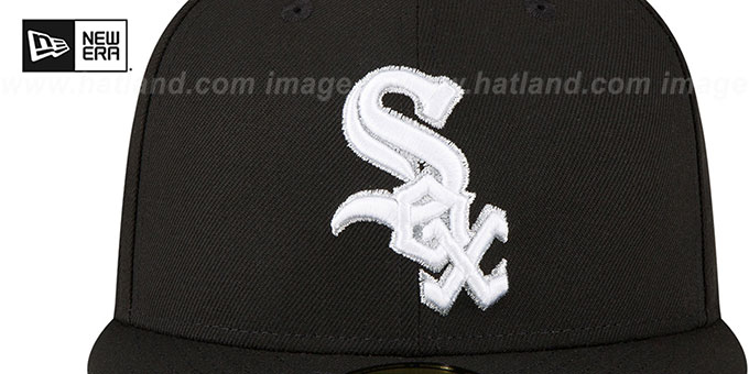 Chicago White Sox METALLIC LOGO SIDE-PATCH Black Fitted Hat