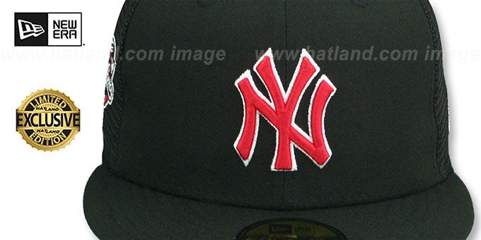 New York Yankees 2000 WS MESH-BACK SIDE-PATCH Black-Red Fitted Ha