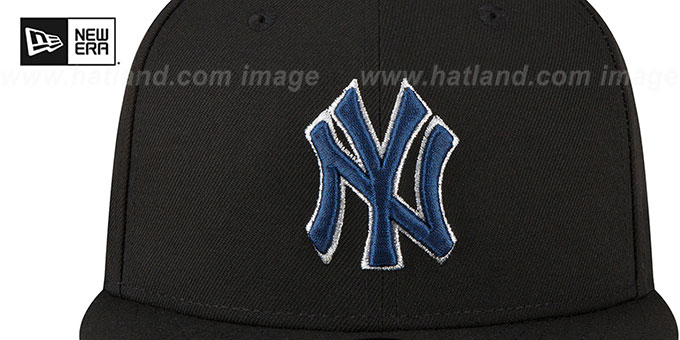 New York Yankees METALLIC LOGO SIDE-PATCH Black Fitted Hat