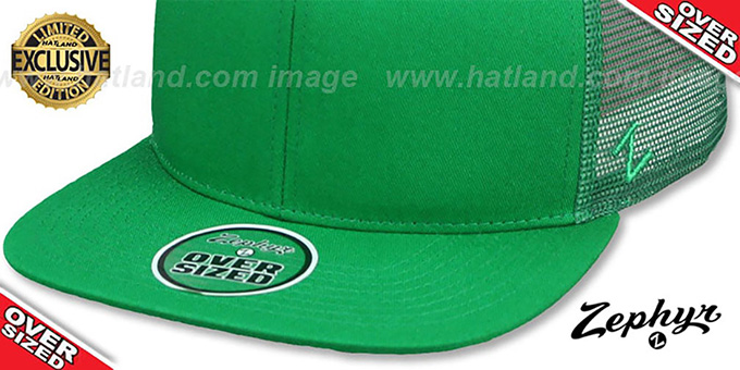 Blank OVER-SIZED MESH-BACK SNAPBACK Kelly-Kelly Hat by Zephyr
