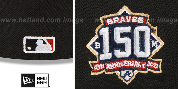 Atlanta Braves METALLIC LOGO SIDE-PATCH Black Fitted Hat