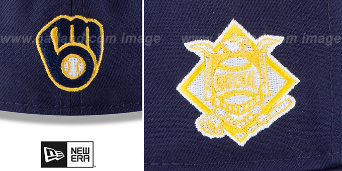 Milwaukee Brewers LOGO BLOOM SIDE-PATCH Navy-Yellow Fitted Hat
