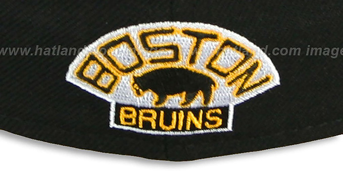 Boston Bruins SCRIPT-PUNCH Black-Gold Fitted Hat by New Era