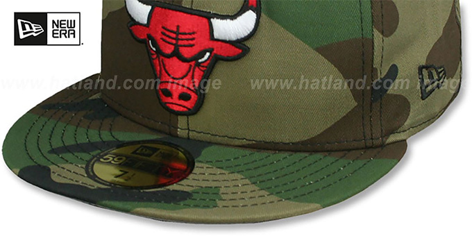 Chicago Bulls TEAM-BASIC Army Camo Fitted Hat by New Era