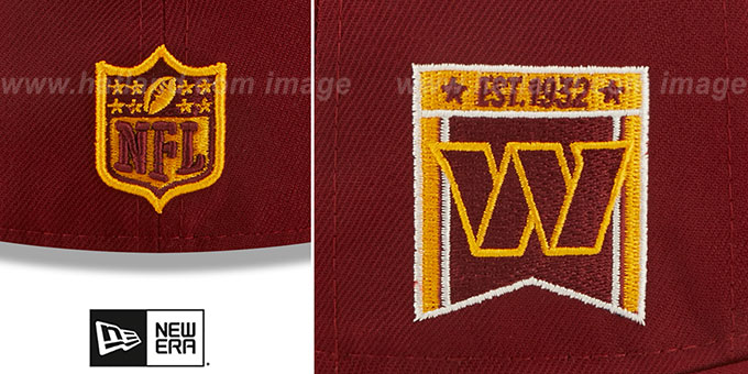 Washington Commanders BANNER SIDE-PATCH Burgundy Fitted Hat