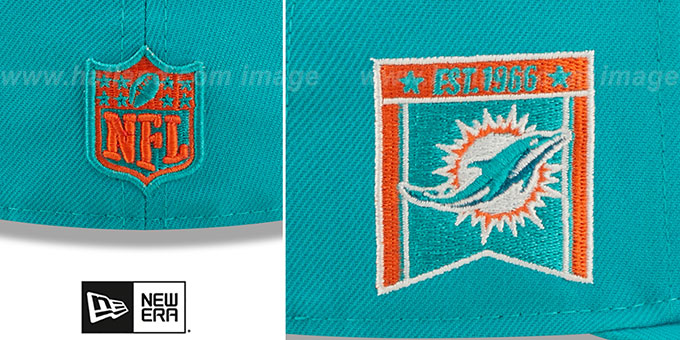 Miami Dolphins BANNER SIDE-PATCH Aqua Fitted Hat by New Era
