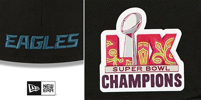 Philadelphia Eagles SUPER BOWL LIX CHAMPIONS Black Fitted Hat
