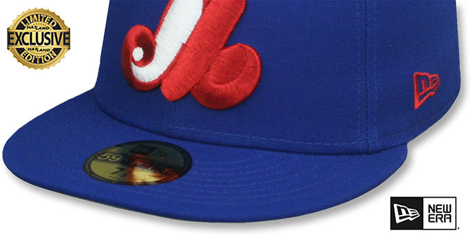 Montreal Expos Red-METALLIC Royal Fitted Hat by New Era