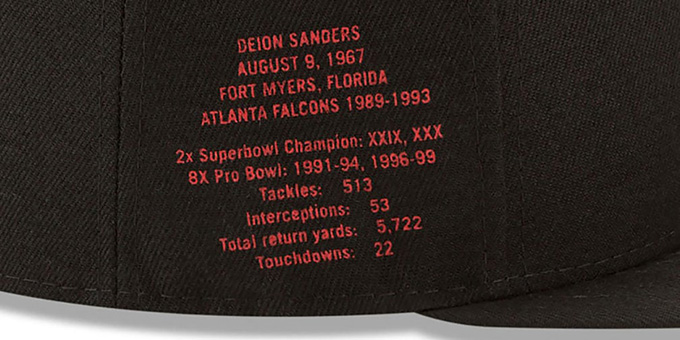 Atlanta Falcons THROWBACK SANDERS STATS Black Fitted Hat