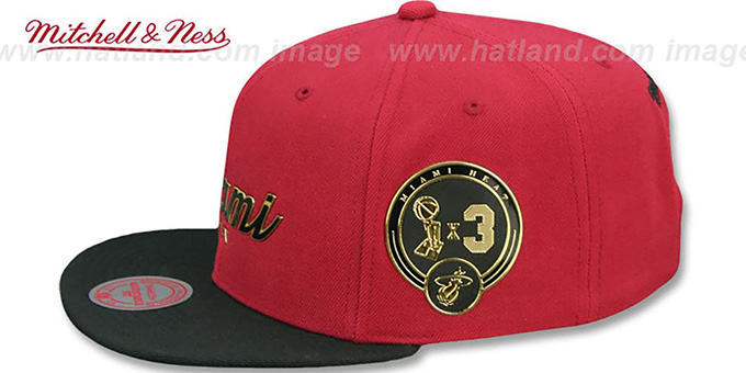 Miami Heat CITY CHAMPS SCRIPT SNAPBACK Cardinal-Black Hat