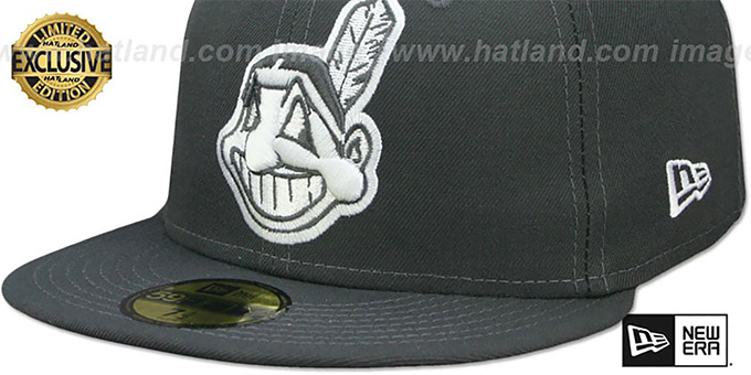Cleveland Indians CHIEF-WAHOO Charcoal-White Fitted Hat