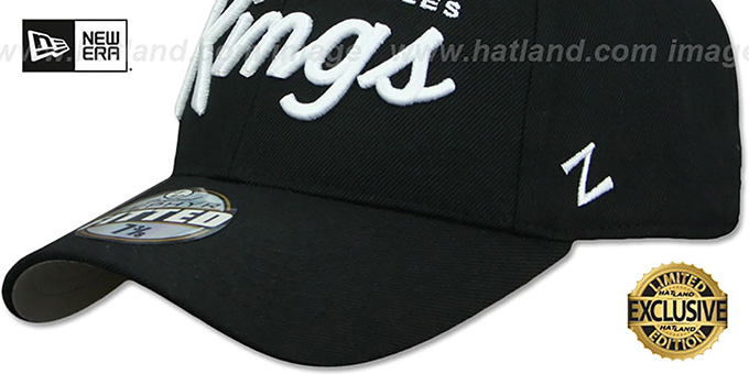 Los Angeles Kings VINTAGE SCRIPT SHOOTOUT Black Fitted Hat by Zep