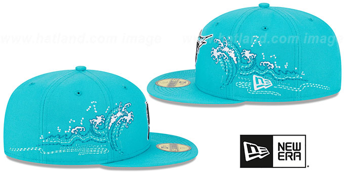 Miami Florida Marlins TONAL WAVE Teal Fitted Hat by New Era