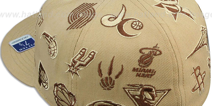 NBA THROWBACK ALL-OVER Tan Fitted Hat by Reebok