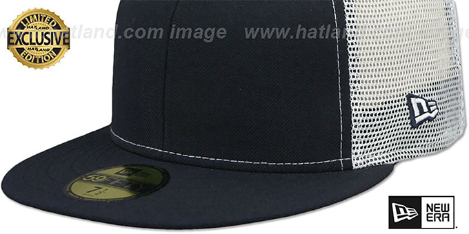 New Era MESH-BACK 59FIFTY-BLANK Navy-White Fitted Hat
