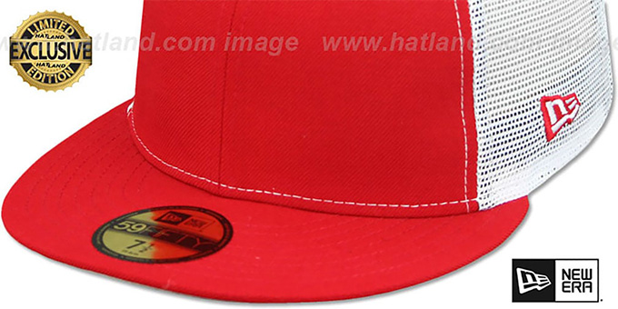New Era MESH-BACK 59FIFTY-BLANK Red-White Fitted Hat
