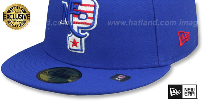 New England Patriots THROWBACK NFL LIGATURE Royal Fitted Hat