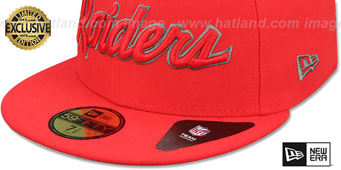 Oakland Raiders NFL TEAM-SCRIPT Fire Red-Fire Red Fitted Hat