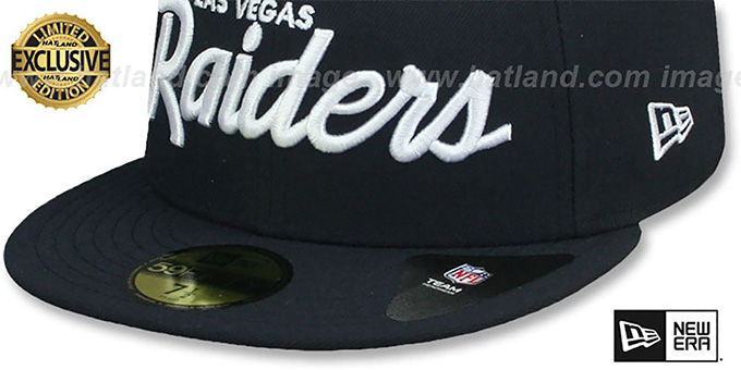 Las Vegas Raiders NFL TEAM-SCRIPT Navy Fitted Hat by New Era