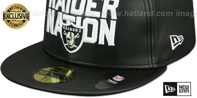 Las Vegas Raiders RAIDER-NATION LEATHER Black Fitted Hat