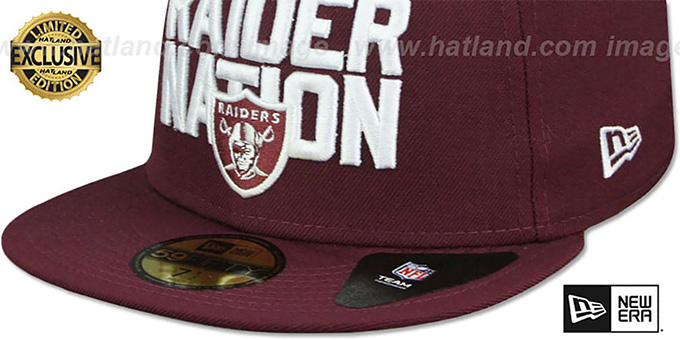 Las Vegas Raiders RAIDER-NATION Maroon-White Fitted Hat