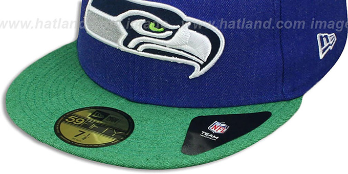 Seattle Seahawks 2T-HEATHER ACTION Royal-Green Fitted Hat