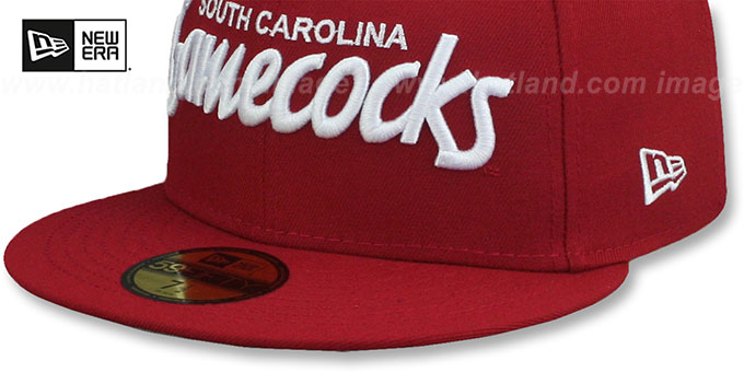 South Carolina NCAA TEAM-SCRIPT Red Fitted Hat by New Era