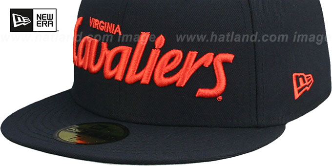 Virginia NCAA TEAM-SCRIPT Navy Fitted Hat by New Era