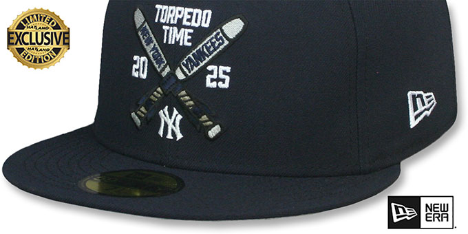 New York Yankees TORPEDOTIME CROSSED BATS Navy Fitted Hat